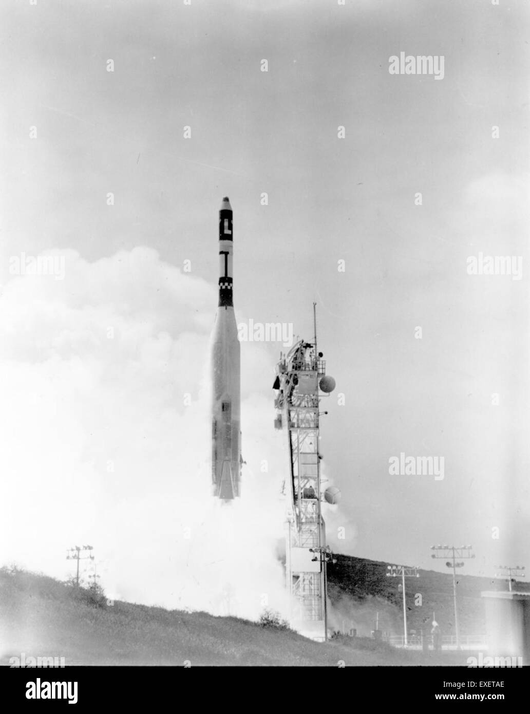 The launch of the Atlas-Agena rocket, identified as SLV-3 7117, took ...
