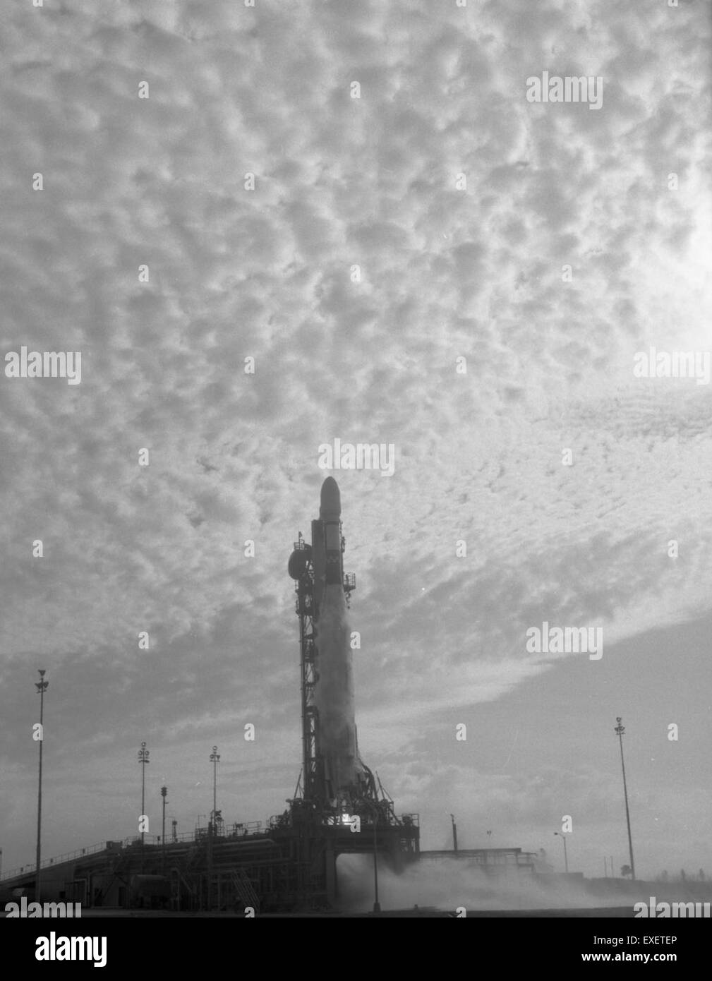 This image shows the Atlas 288D rocket being launched from Pad 12 ...