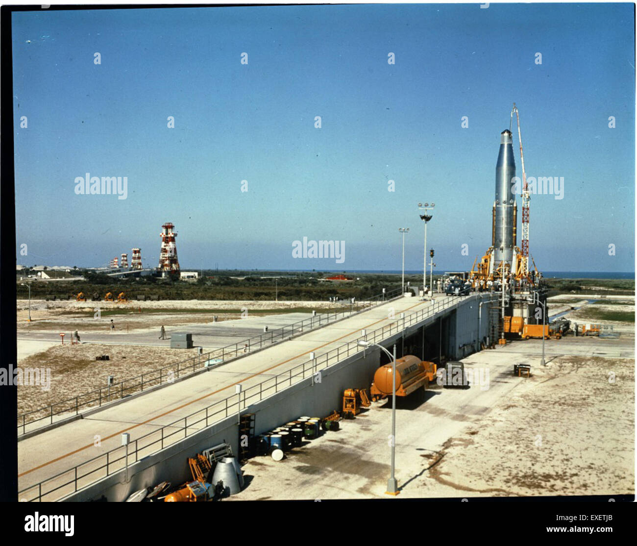 This image shows the Atlas 10B rocket on its launch pad. The Atlas 10B ...