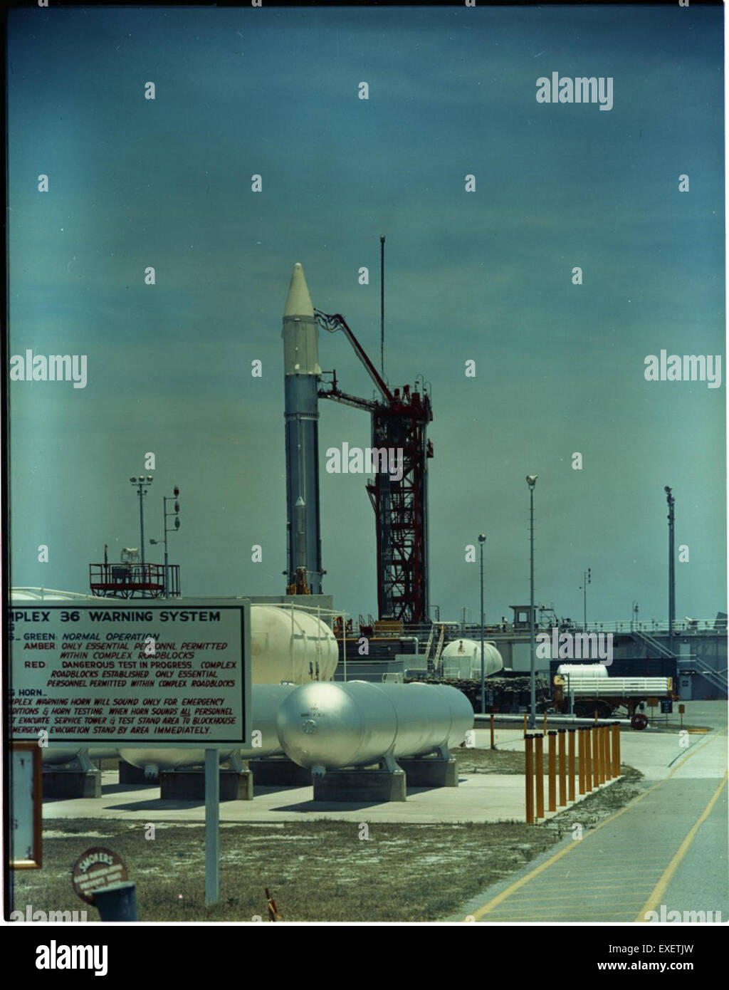 The Atlas-Centaur rocket on the launch pad, a combination of the Atlas ...