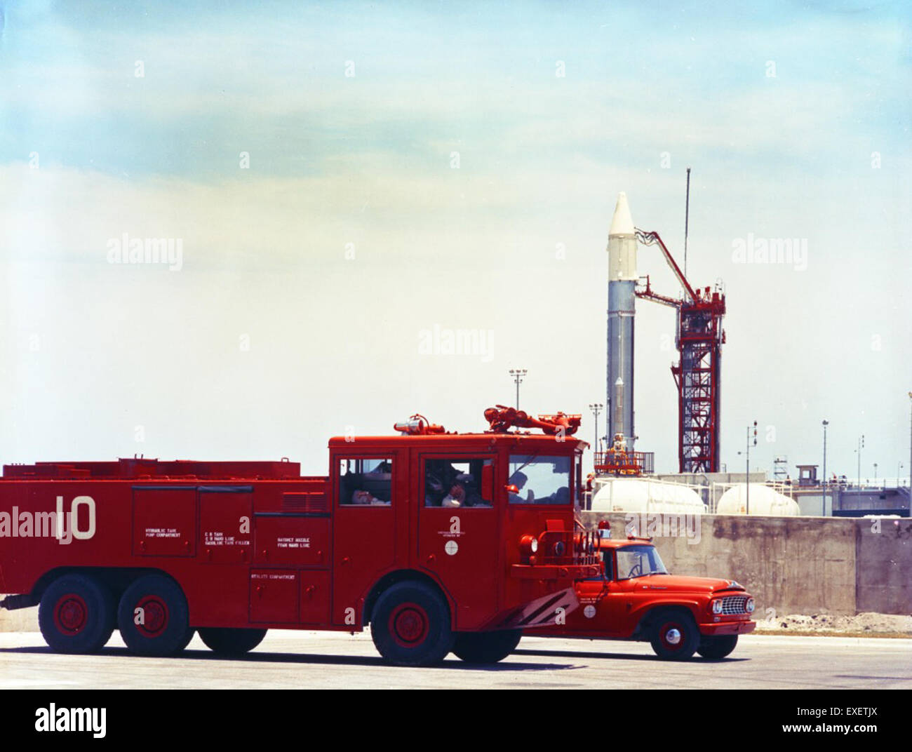 The Atlas-Centaur rocket is seen on the launch pad, a key component in ...
