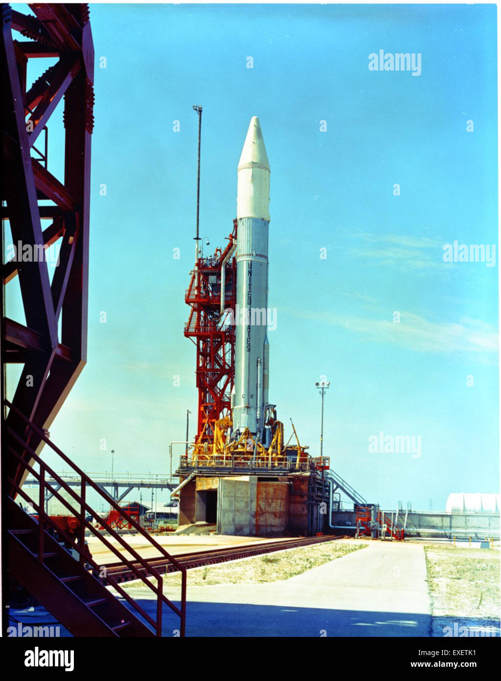 The Atlas-Centaur rocket on the launch pad represents an important ...