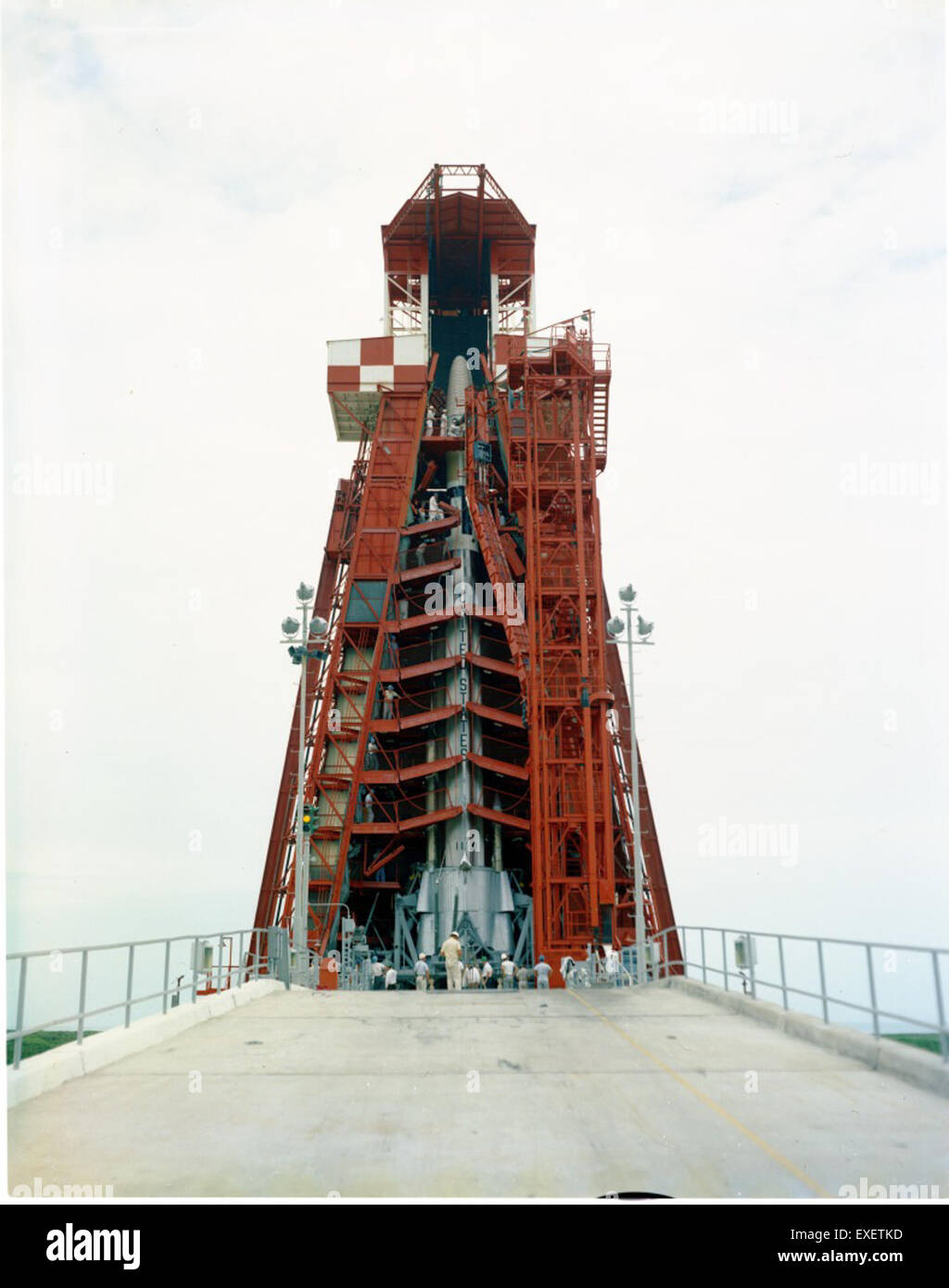 The Atlas-Agena rocket, used in the Ranger space program, is seen here ...