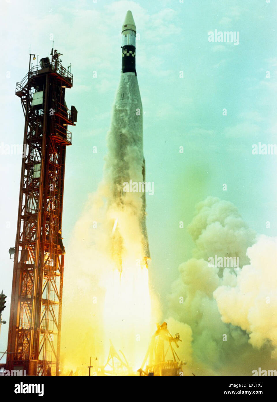 An image documenting the launch of the SLV 3 rocket from Complex 14 ...