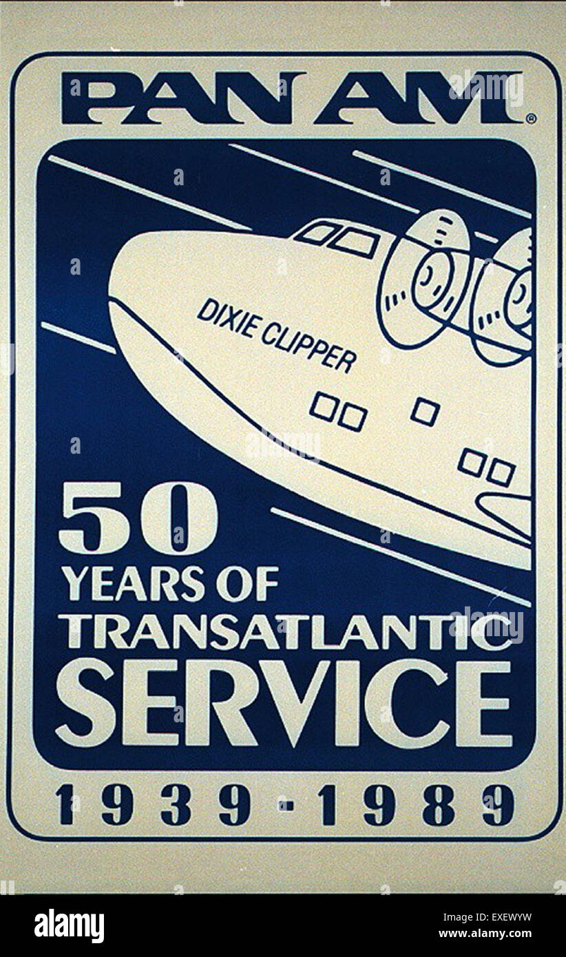 A historical poster celebrating Pan Am’s 50 years of service in the ...