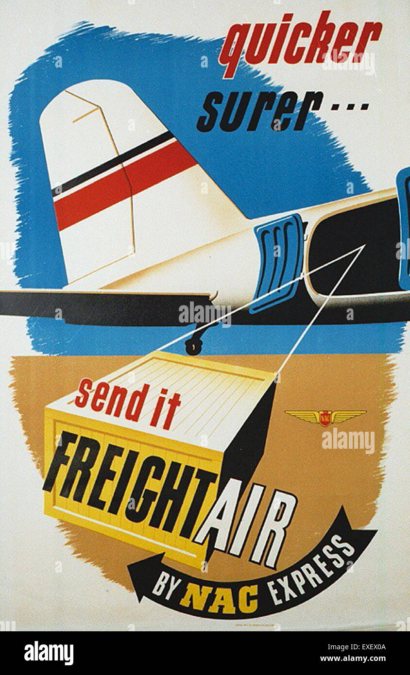 This airline poster promotes NAC Freight Air services, showcasing the ...