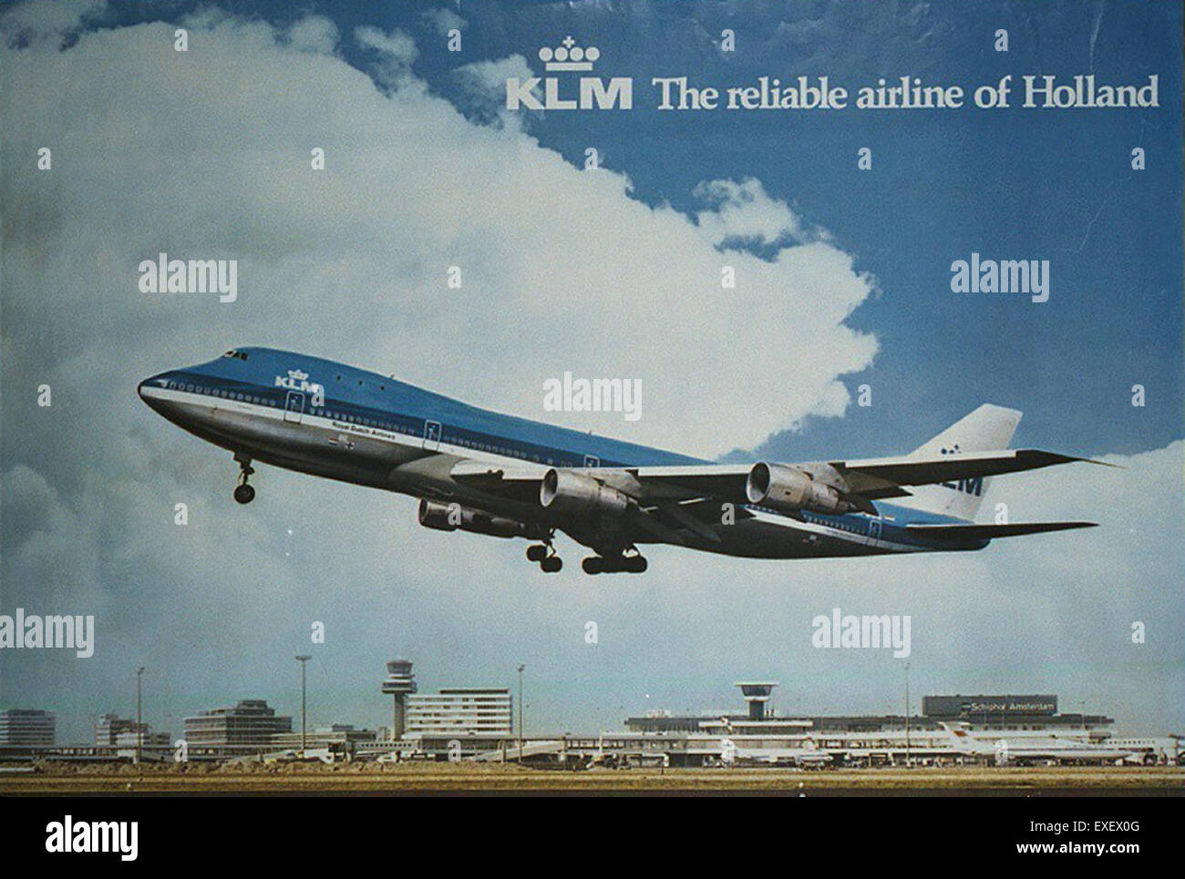 This vintage KLM Airlines poster showcases the airline’s branding and ...