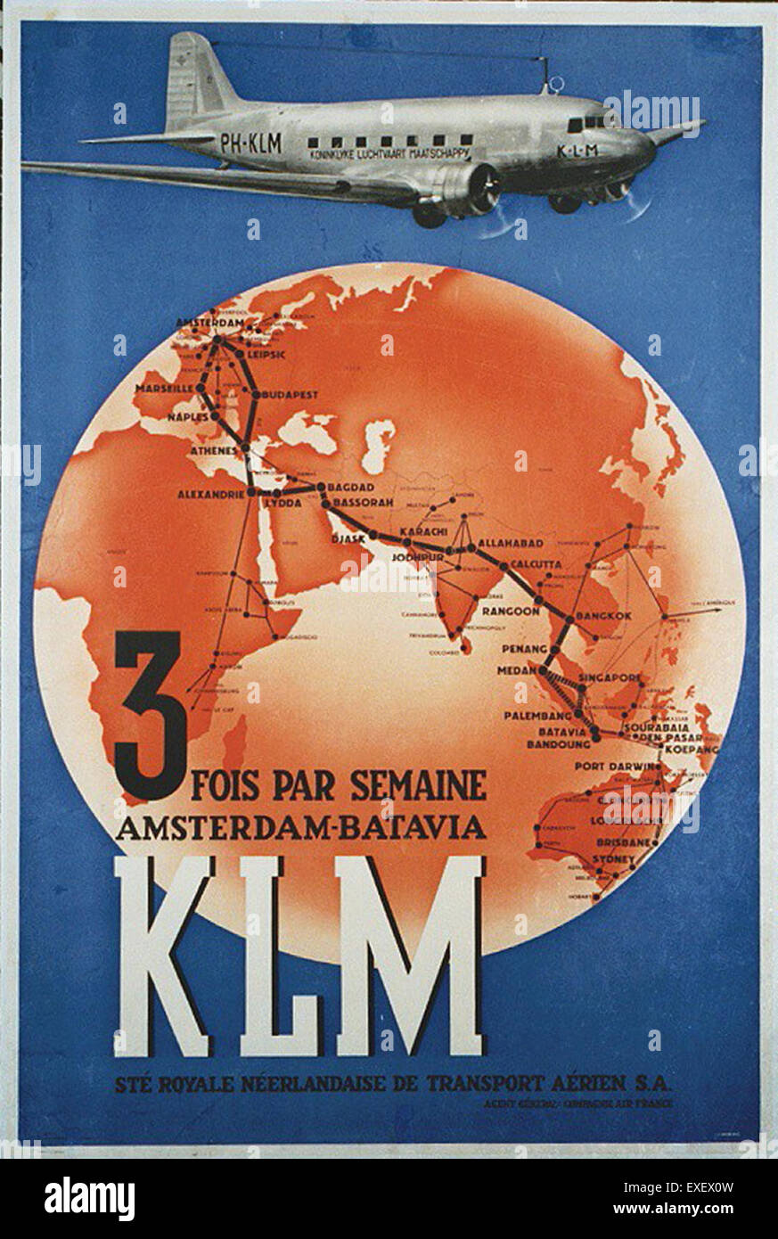 This vintage KLM poster promotes air travel to the Middle East ...