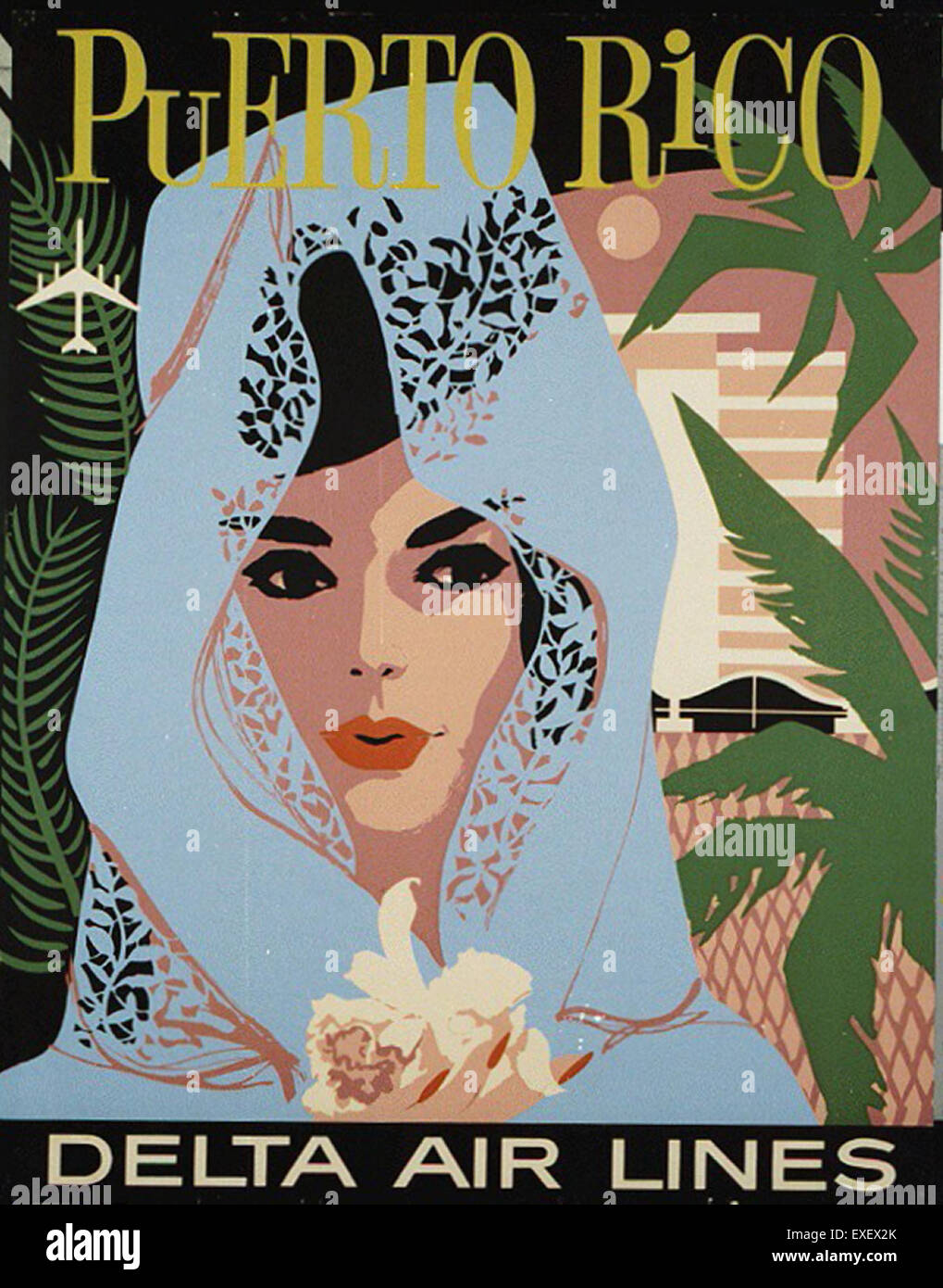 This vintage Delta Airlines poster from Puerto Rico showcases the ...