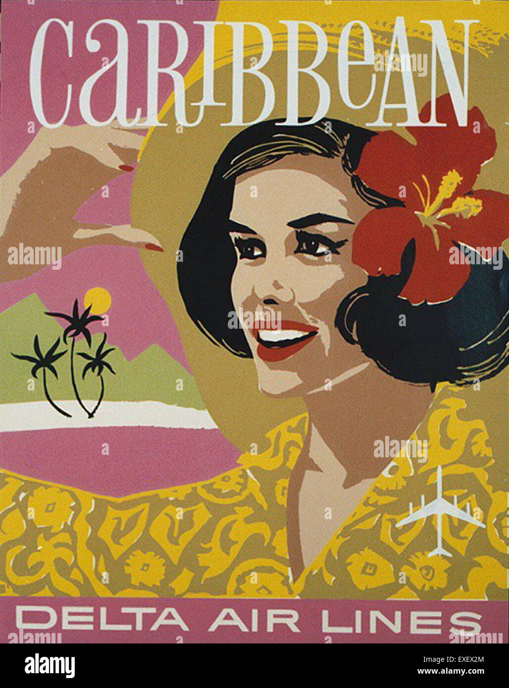 This vintage Delta Airlines poster promotes the airline’s Caribbean ...