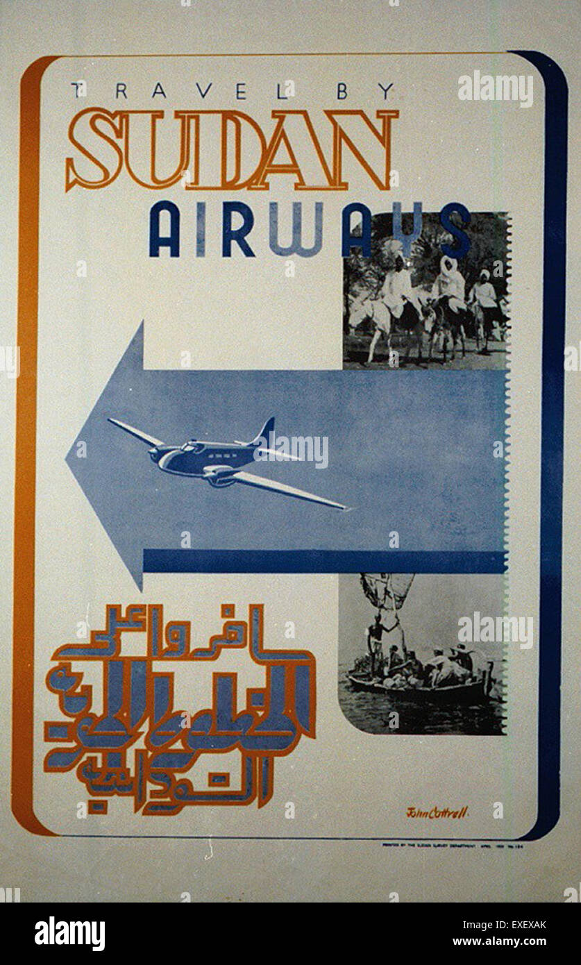 A vintage travel poster from Sudan Airways showcases the airline's ...