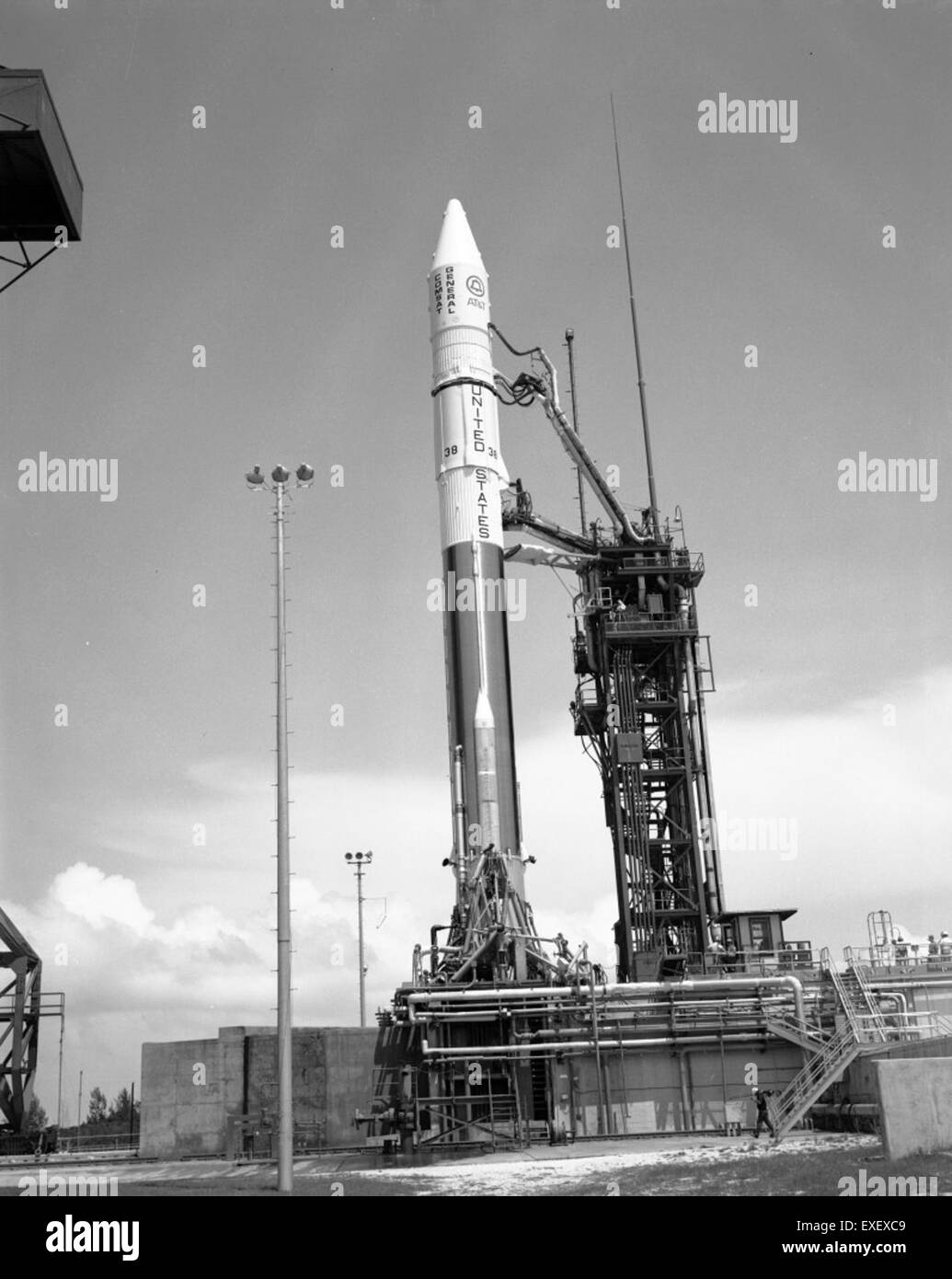 This image provides detailed views of the Atlas-Centaur 38 launch ...