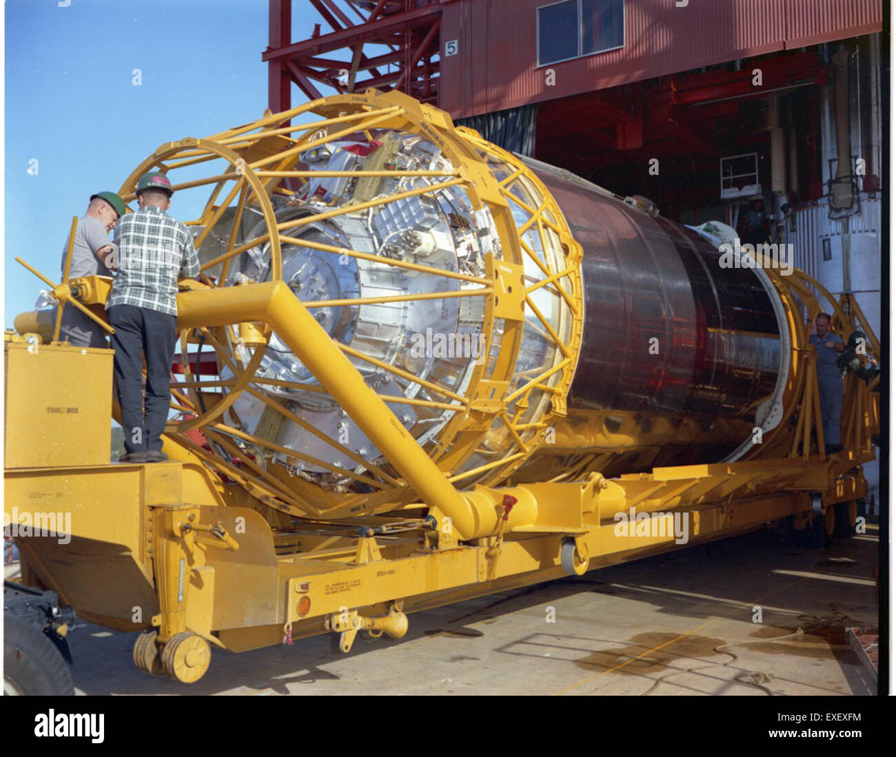 This image depicts the Atlas-Centaur AC-12 rocket stage being raised on ...
