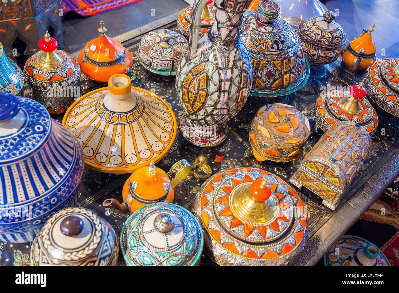 little boxes decorated Arab style many colors Stock Photo - Alamy