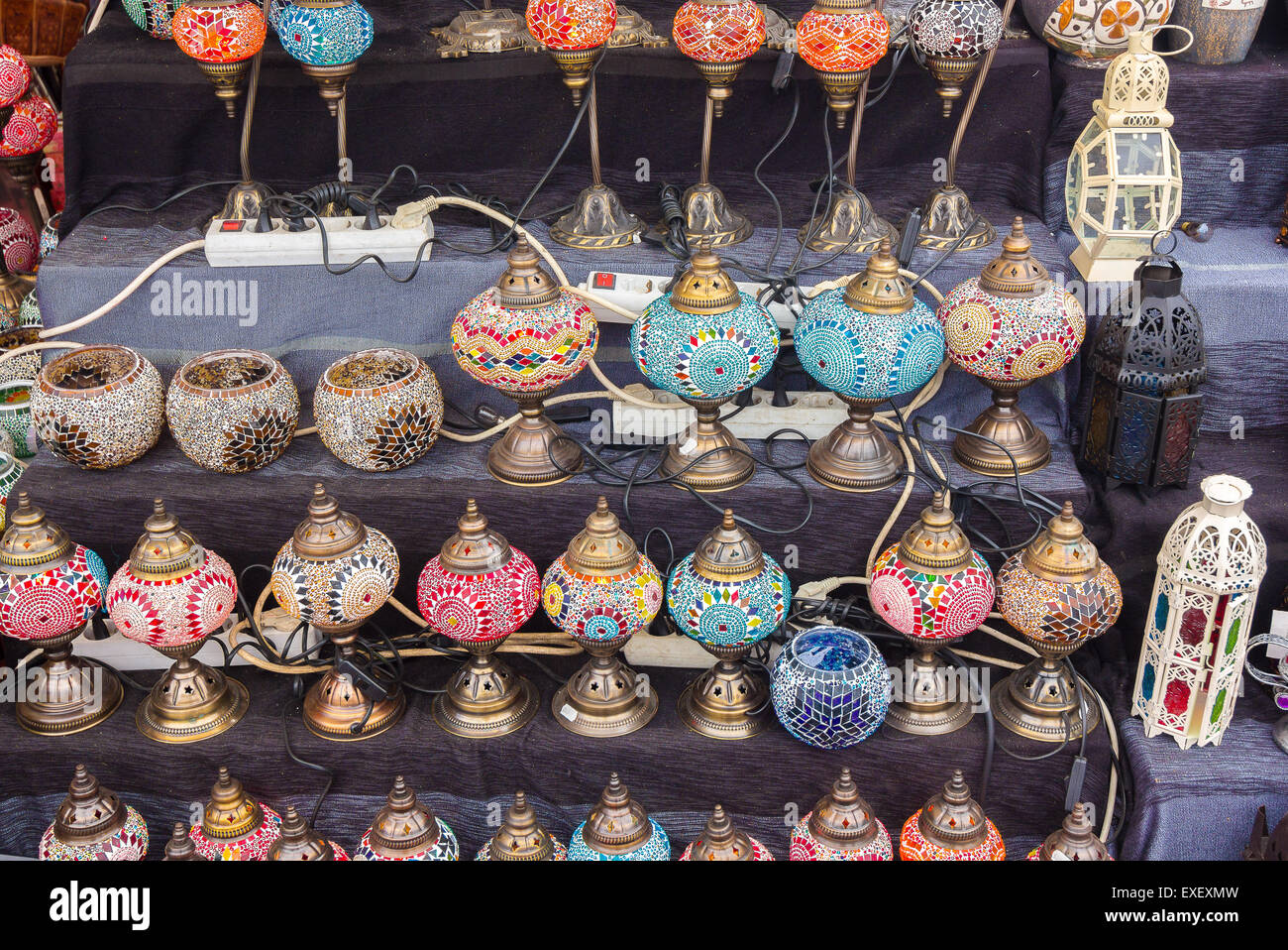 beautiful colorful lamps arabic style of decorating Stock Photo - Alamy