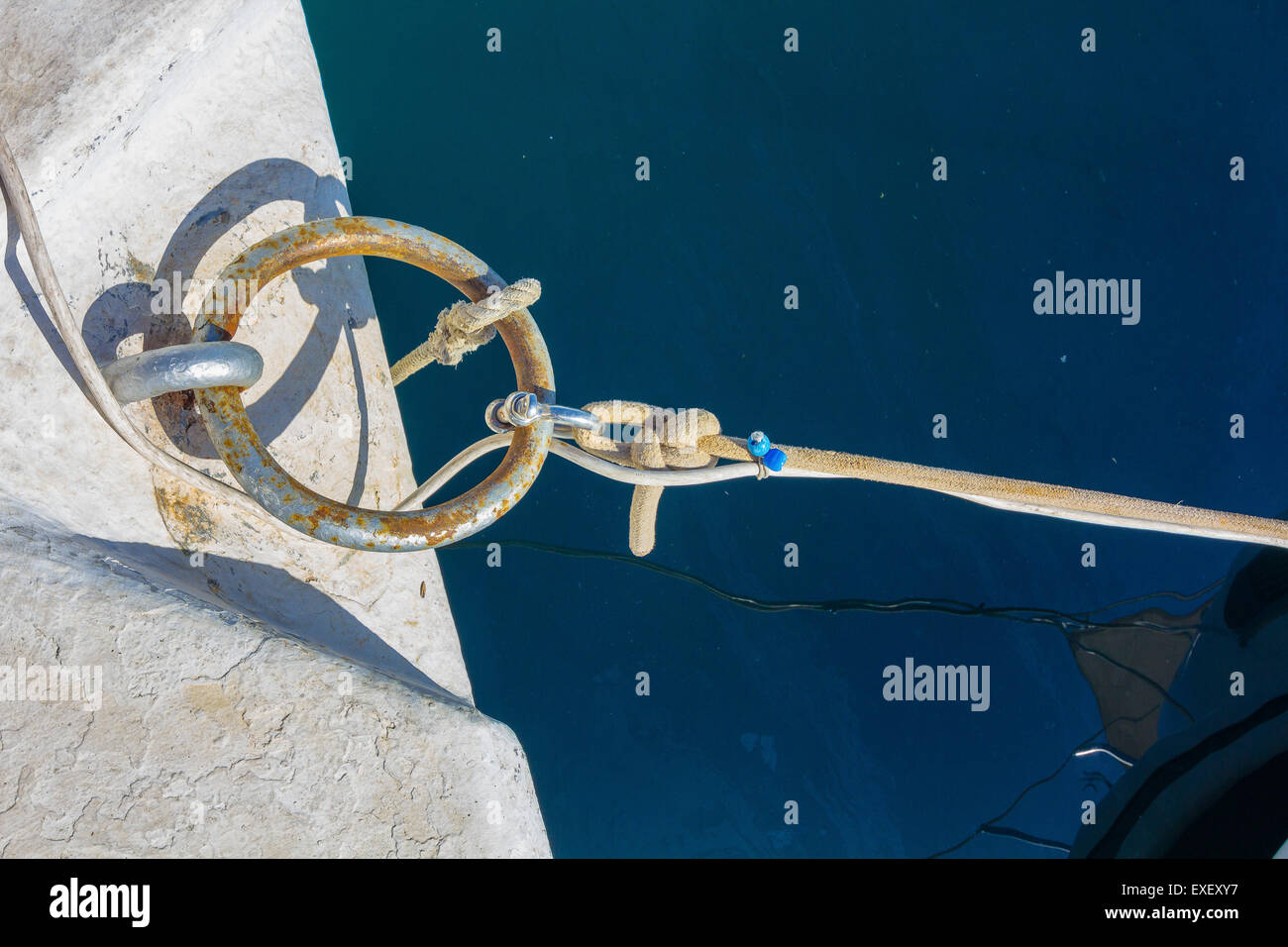 mooring ring for ships to port Stock Photo - Alamy
