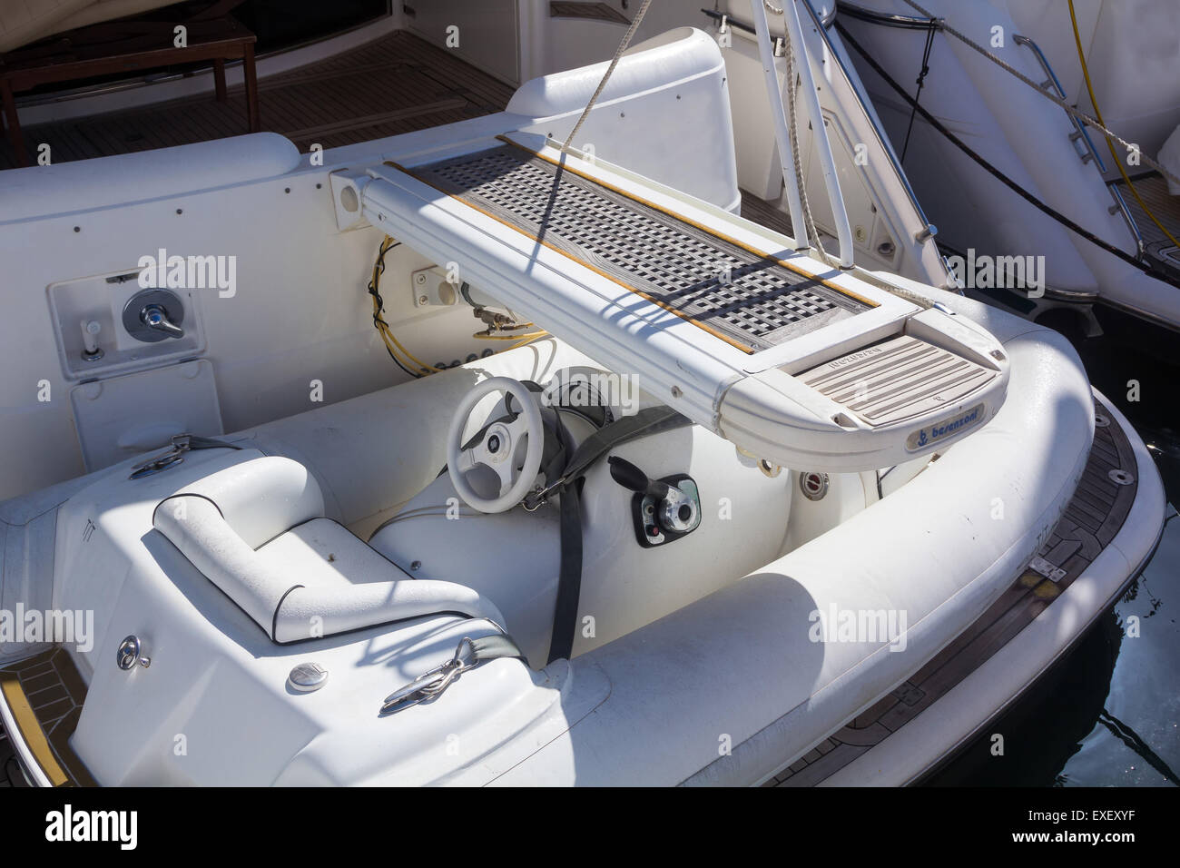 gateway to a modern yacht and auxiliary boat below Stock Photo - Alamy