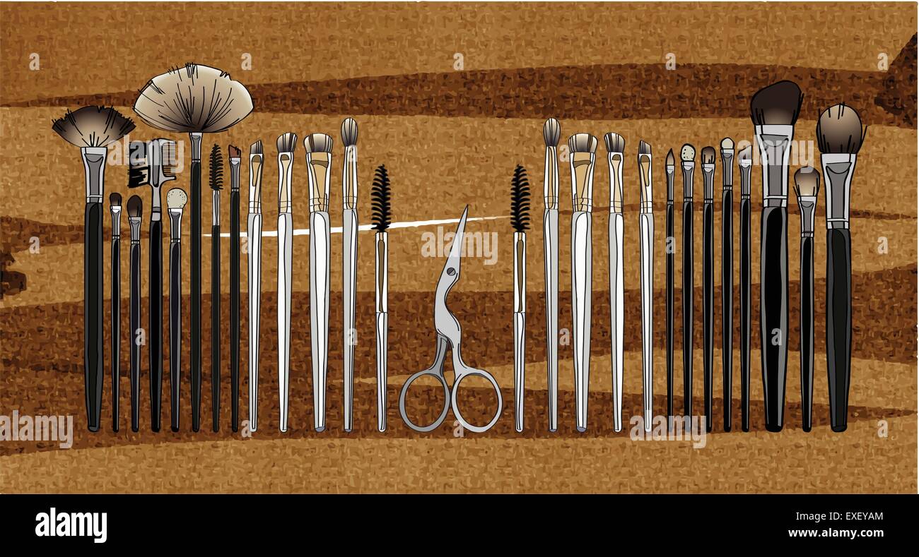 cosmetic brush and scissors Stock Vector Image & Art - Alamy