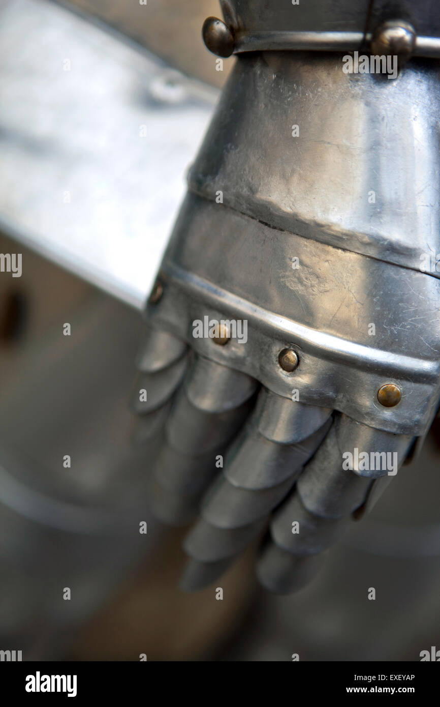Close up of a hand of an iron armor Stock Photo - Alamy