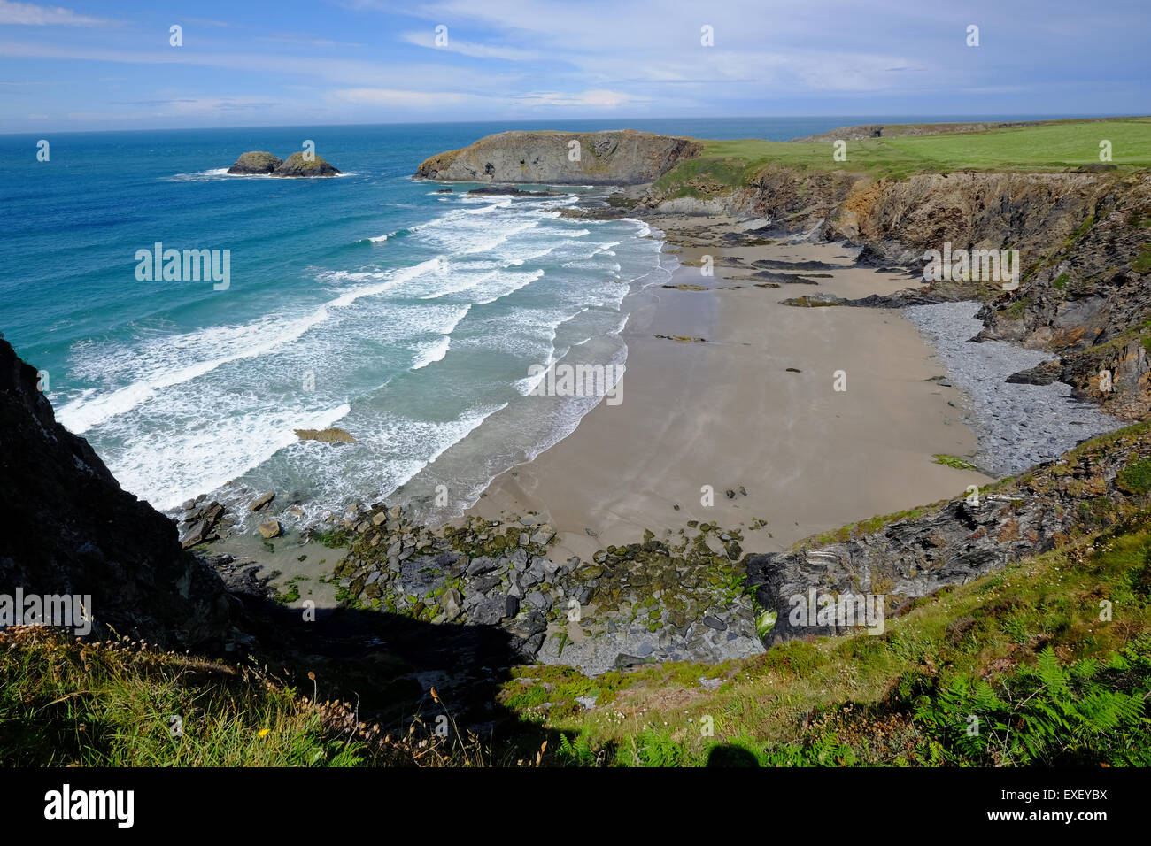 Traeth Llyfn beach between Abereiddy and Porthgain on the north ...