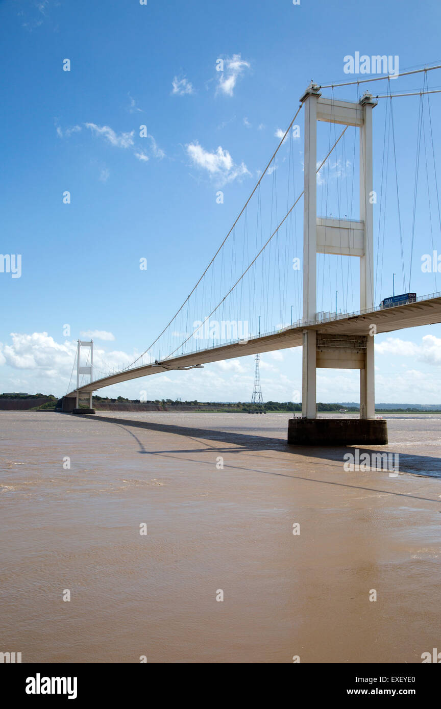 The old 1960s Severn bridge crossing between Beachley and Aust ...