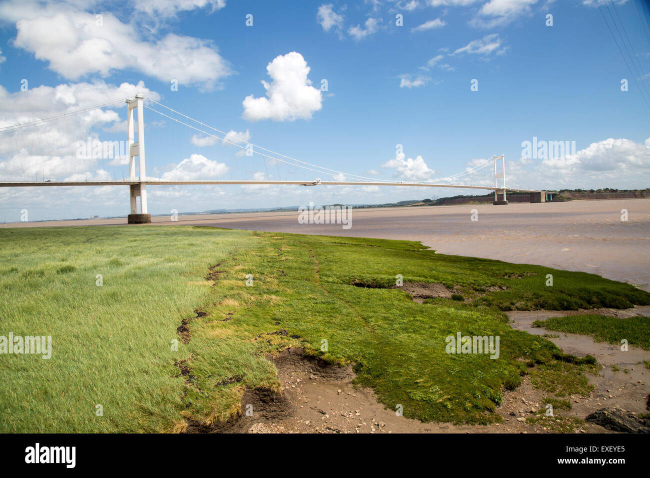 The old 1960s Severn bridge crossing between Beachley and Aust ...