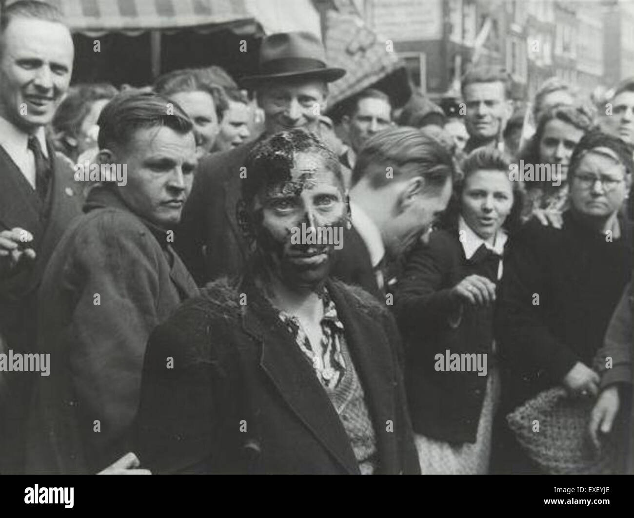 A historical photograph or illustration showing 'Moffenmeiden' (German ...