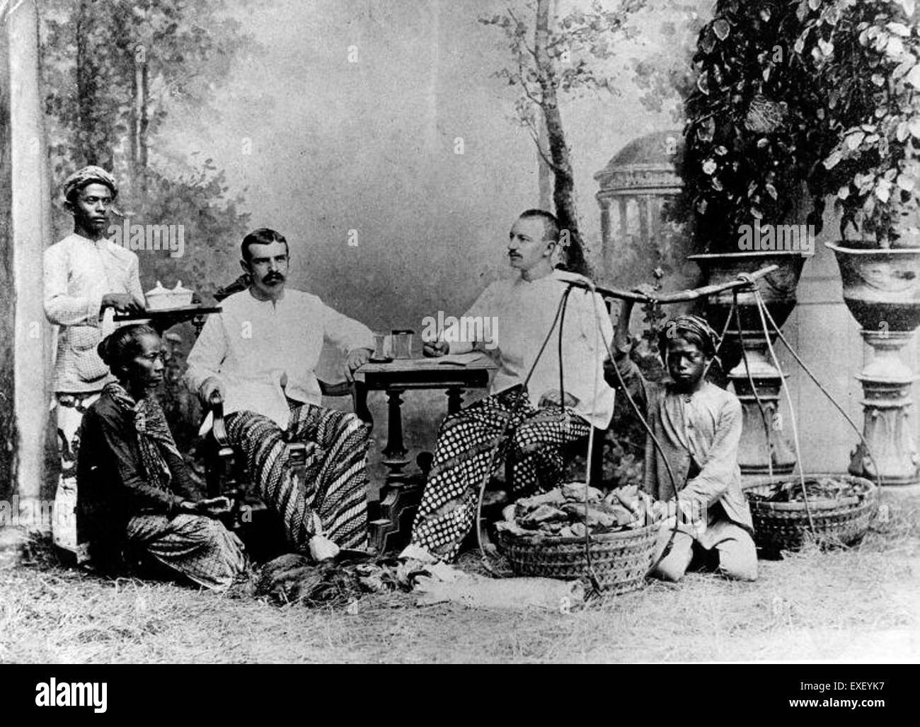 A historical photograph showing Dutch colonial families with their ...