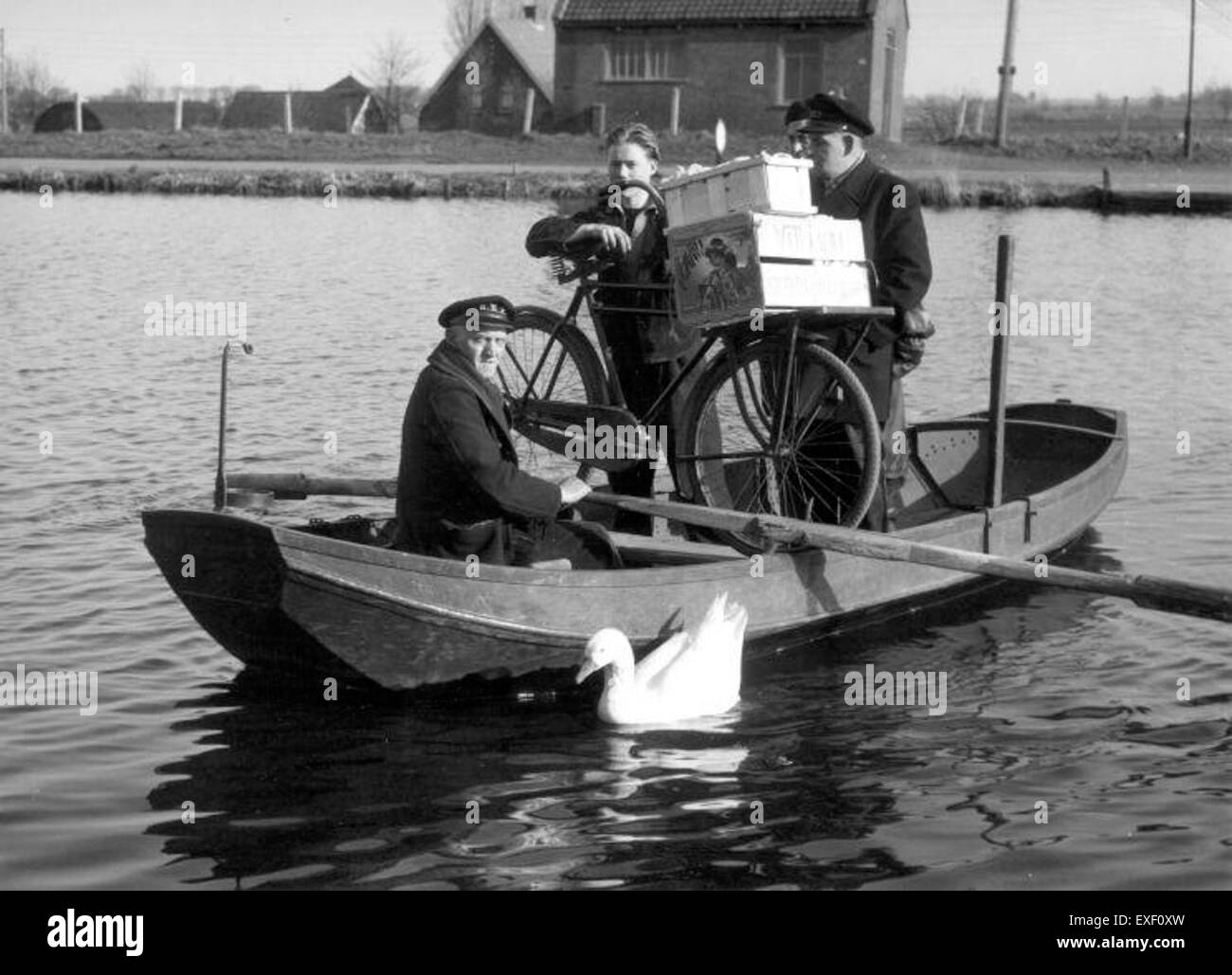 This image depicts a ferryman, known as 'Veerman,' who navigates a ...