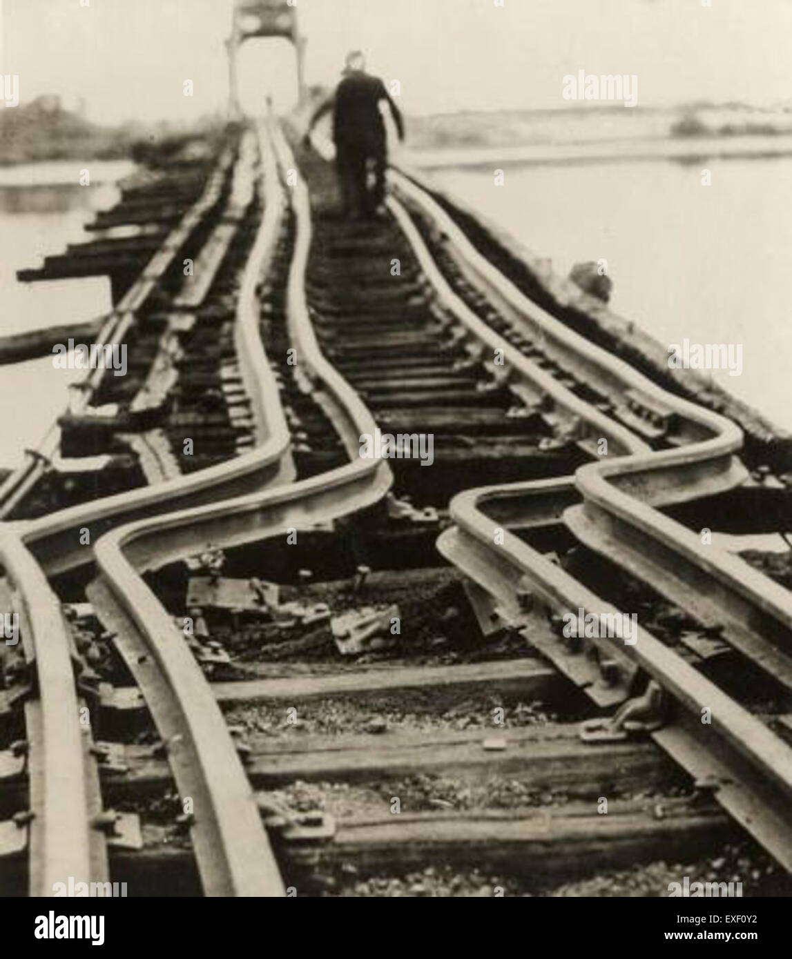 This image shows the aftermath of a fire affecting Verbogen rails ...