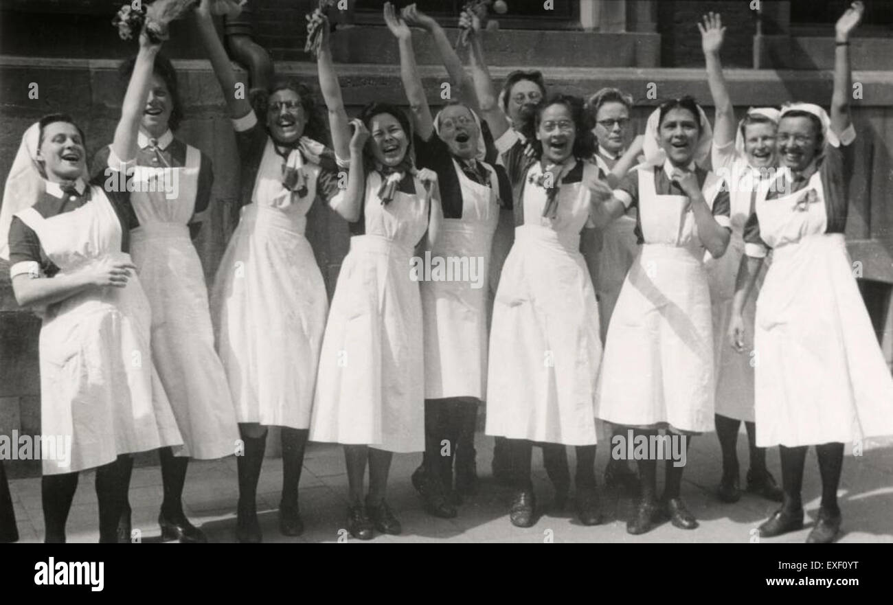 This historical photograph depicts nurses waving at Canadian soldiers ...