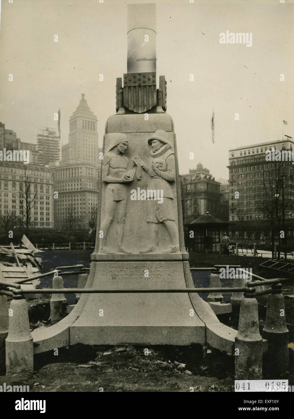 This image shows the pedestal of a flagpole, a structure typically used ...
