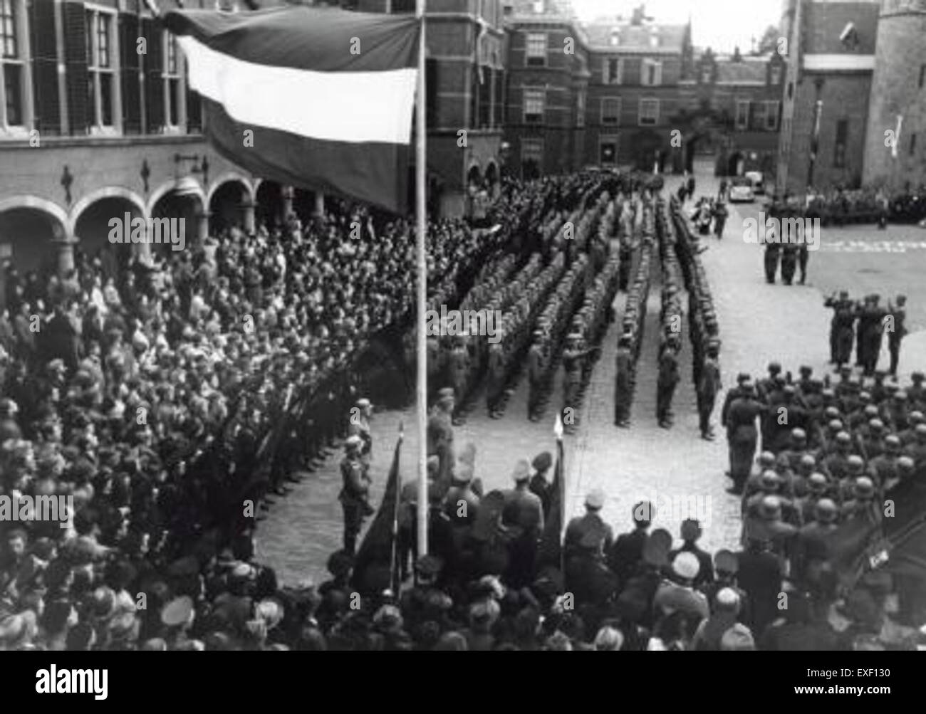 This historical photograph shows the Binnenhof, the Dutch political ...