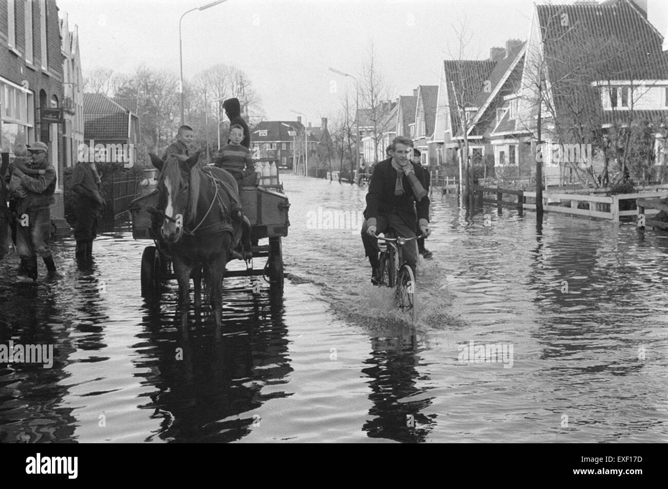 This image shows the flooding disaster in Nijkerk, Netherlands, a ...