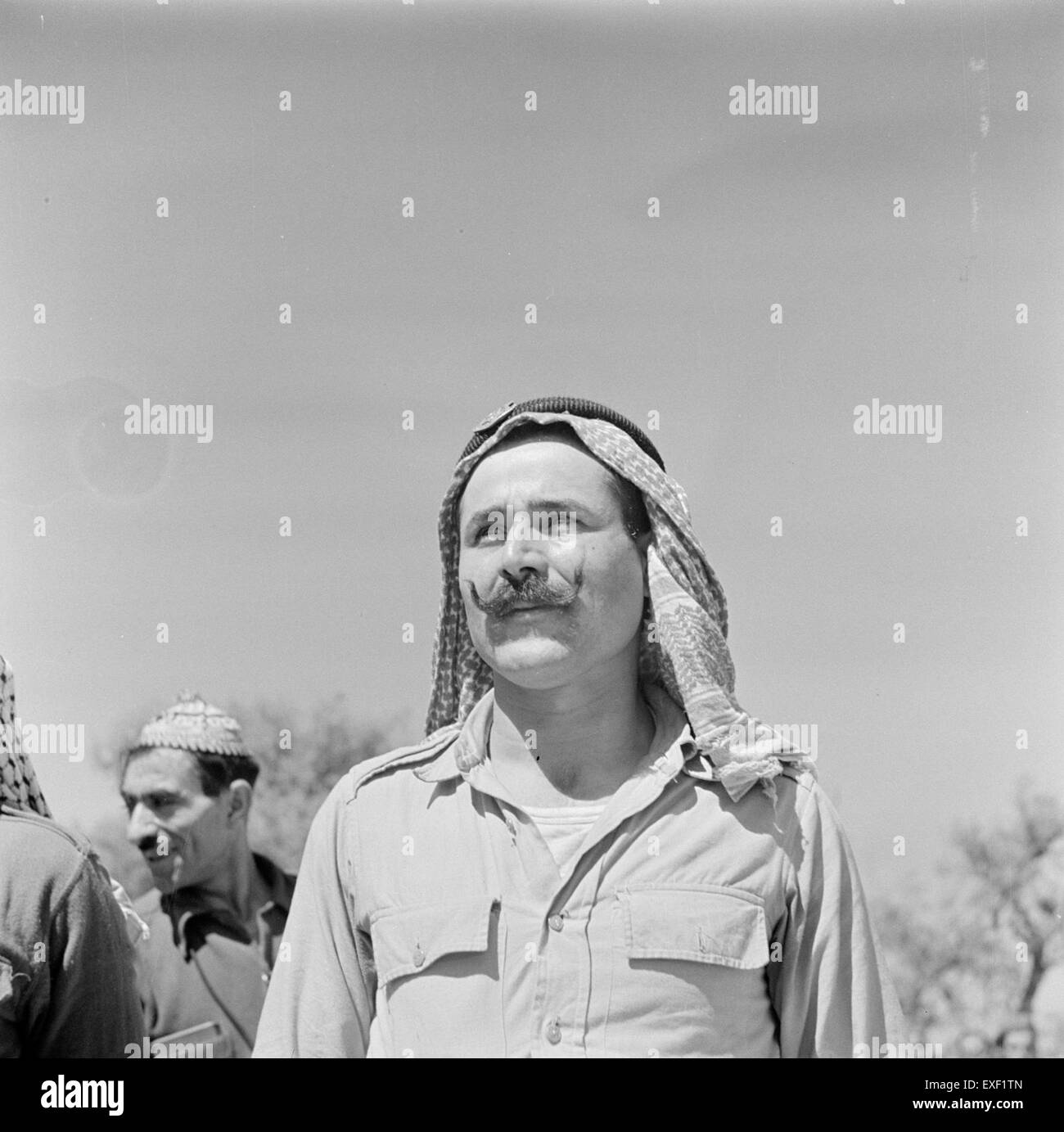 This 19th-century artwork depicts a Druze soldier with a mustache ...