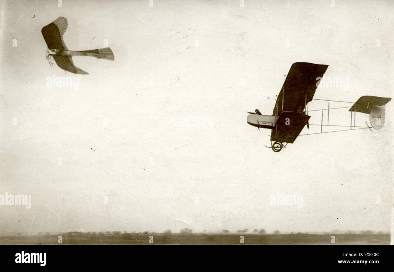 A historical image depicting aerial combat during World War I. This ...