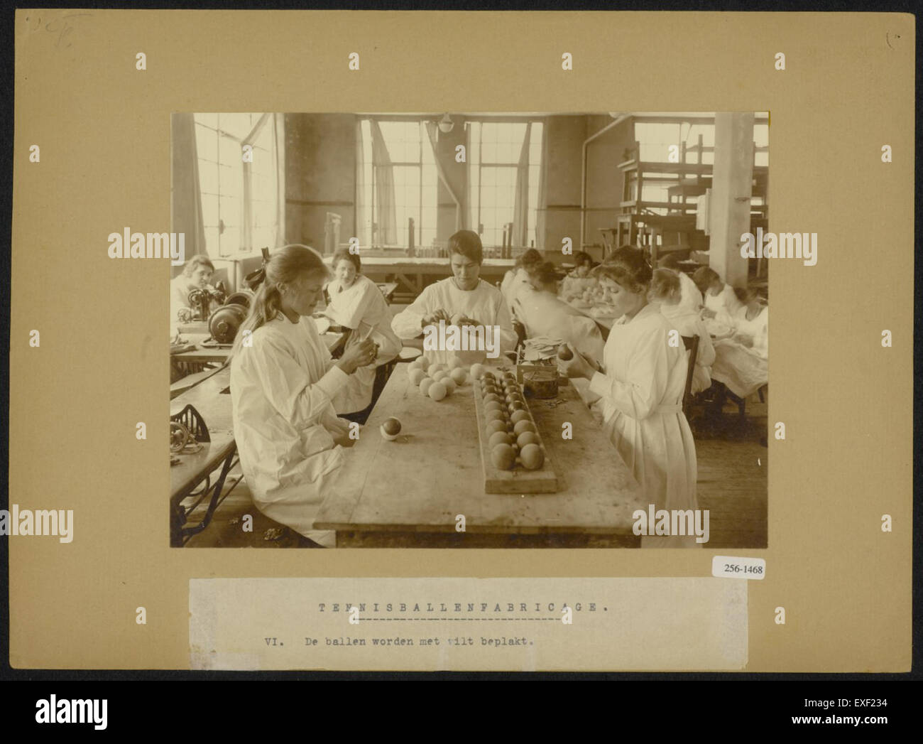 This image illustrates the manufacturing process of tennis balls, a ...