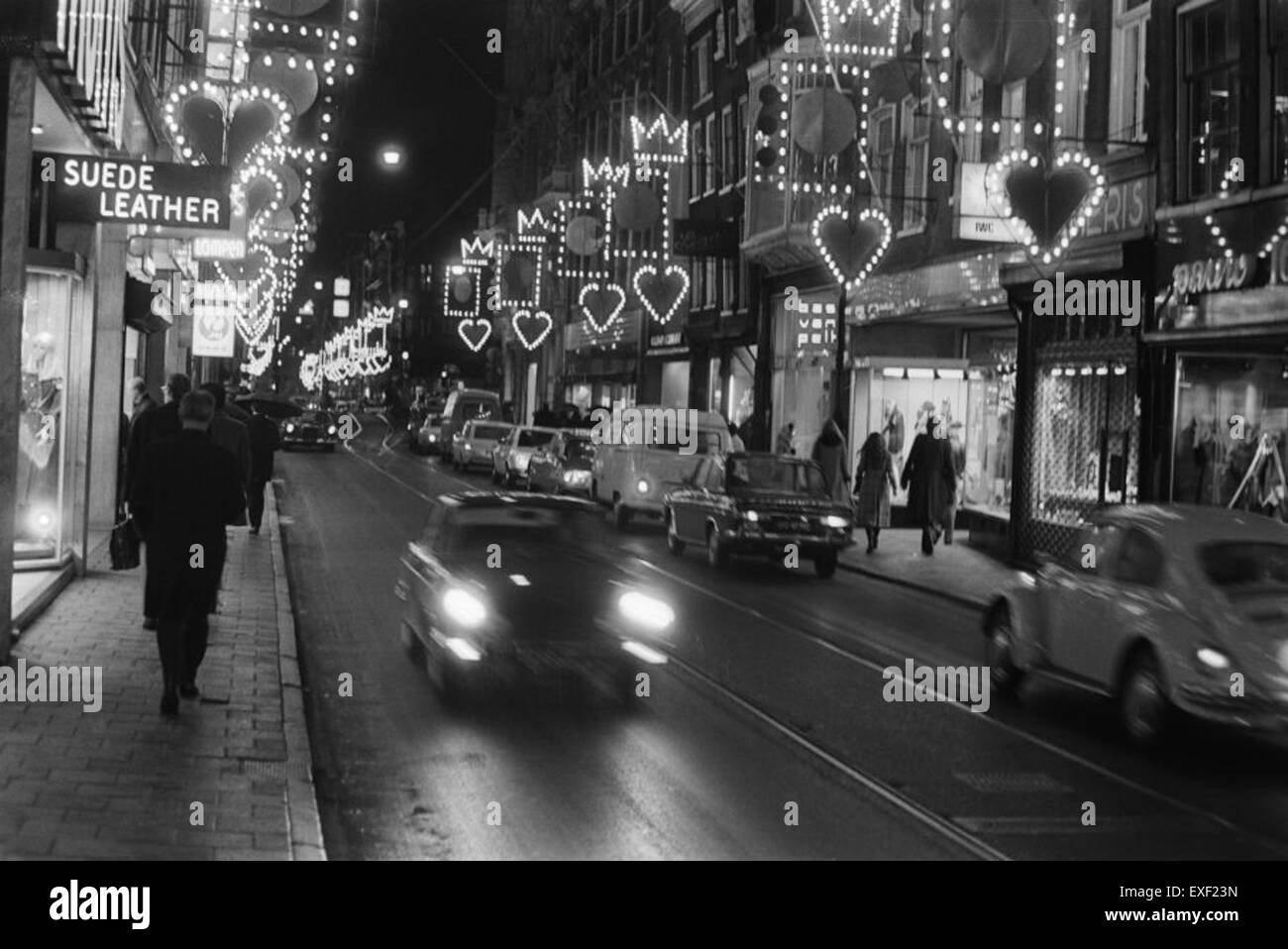 The image shows the festive lights in Amsterdam, illuminating the ...