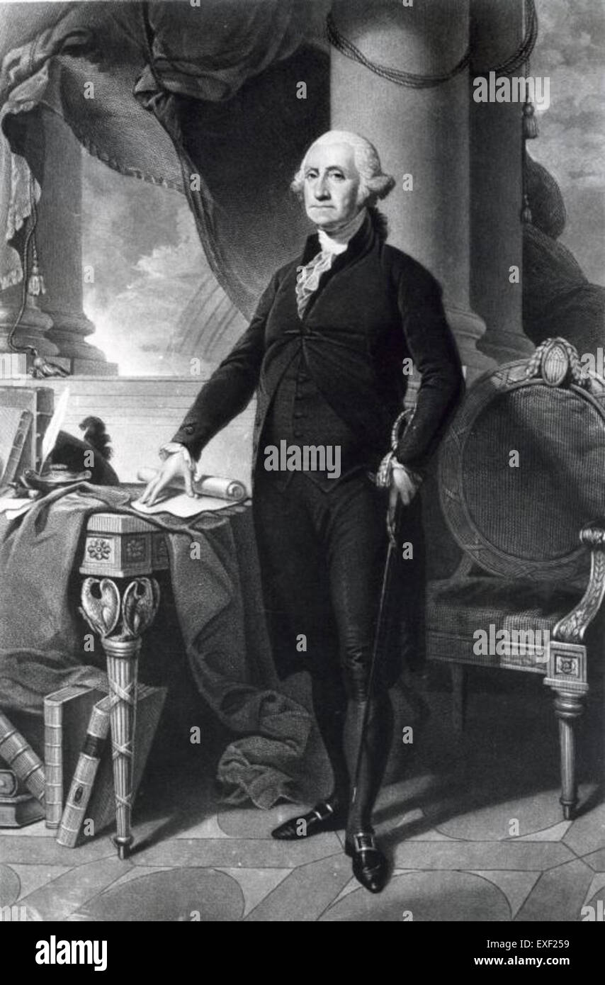 A historical portrait of George Washington, the first President of the ...