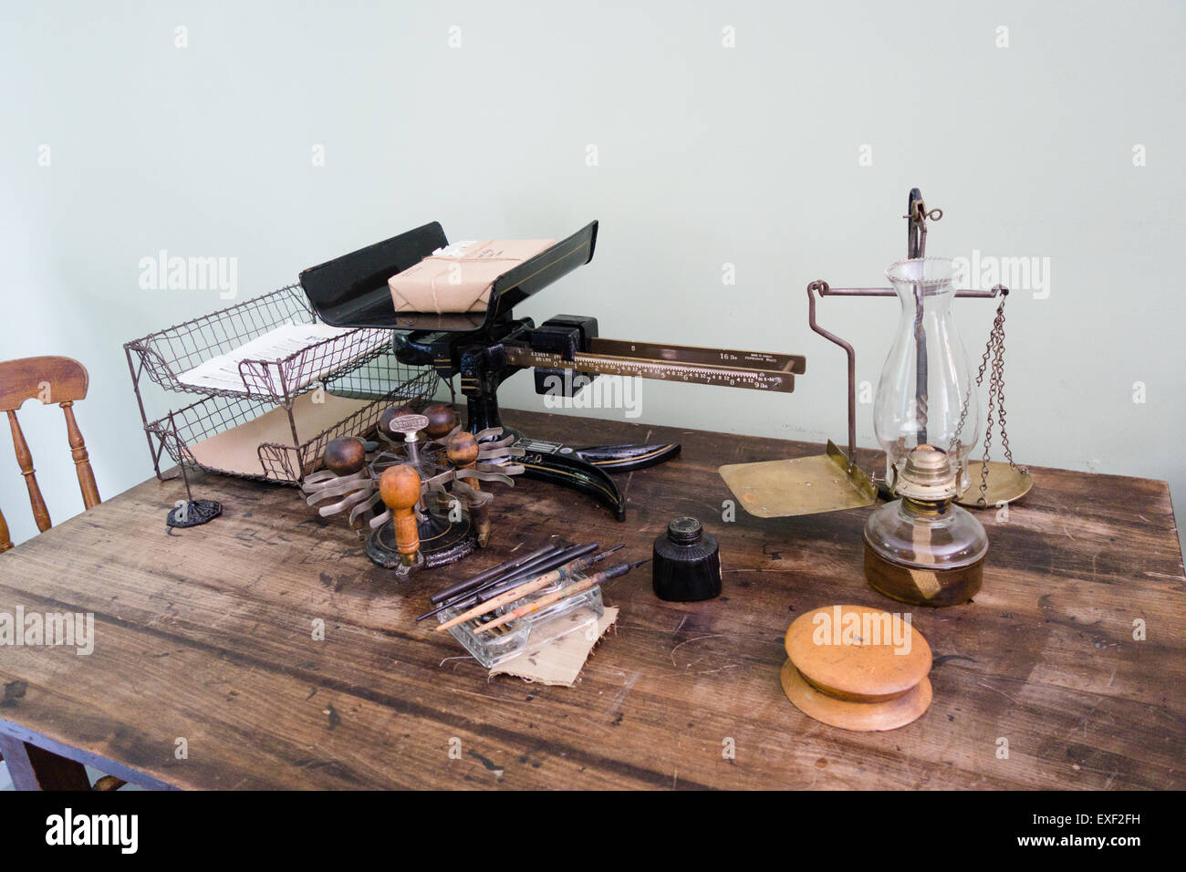 balance pen post office stamp tools vintage weight Stock Photo - Alamy