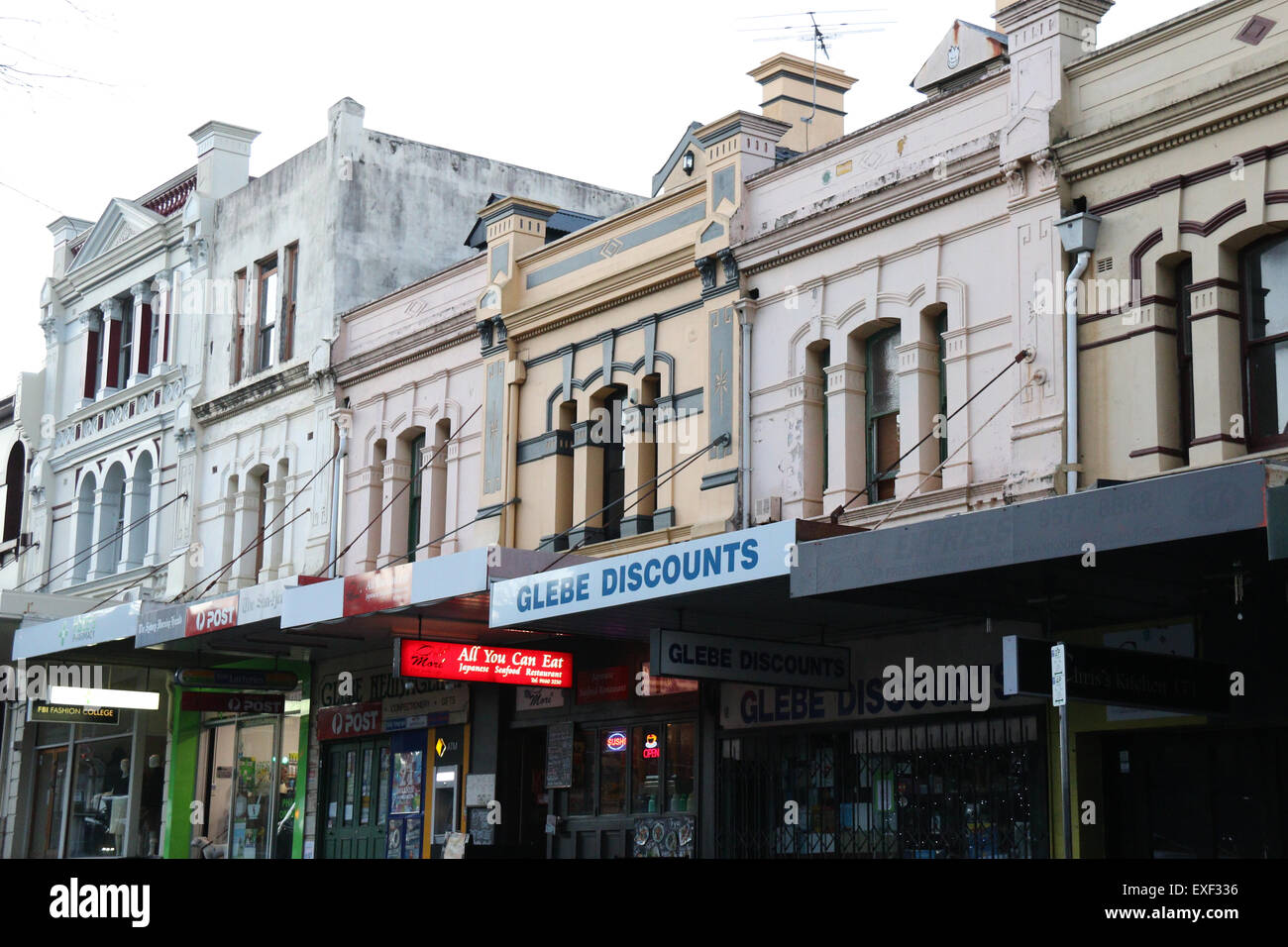 Buildings along Glebe Point Road in Glebe, a suburb in Sydney’s inner ...