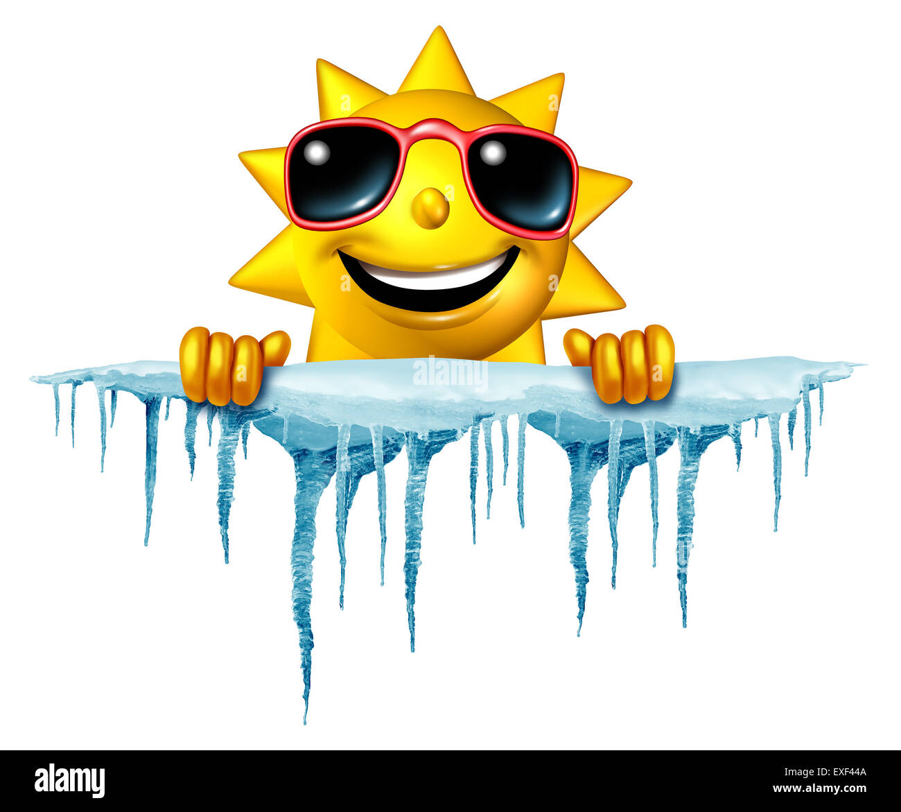 Summer cool down concept and cooling off idea as a sun character icon ...
