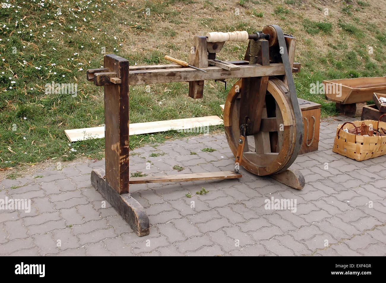 Historic Wood Turning Machine Stock Photo - Alamy