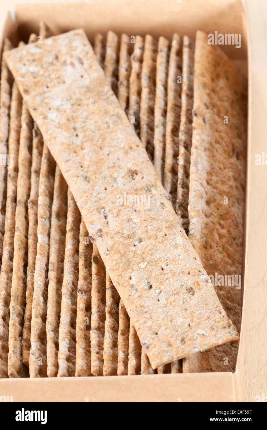 Crisp bread in a cardboard box, close up Stock Photo - Alamy