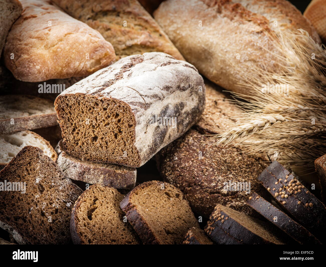 Different types of bread. Food background Stock Photo - Alamy