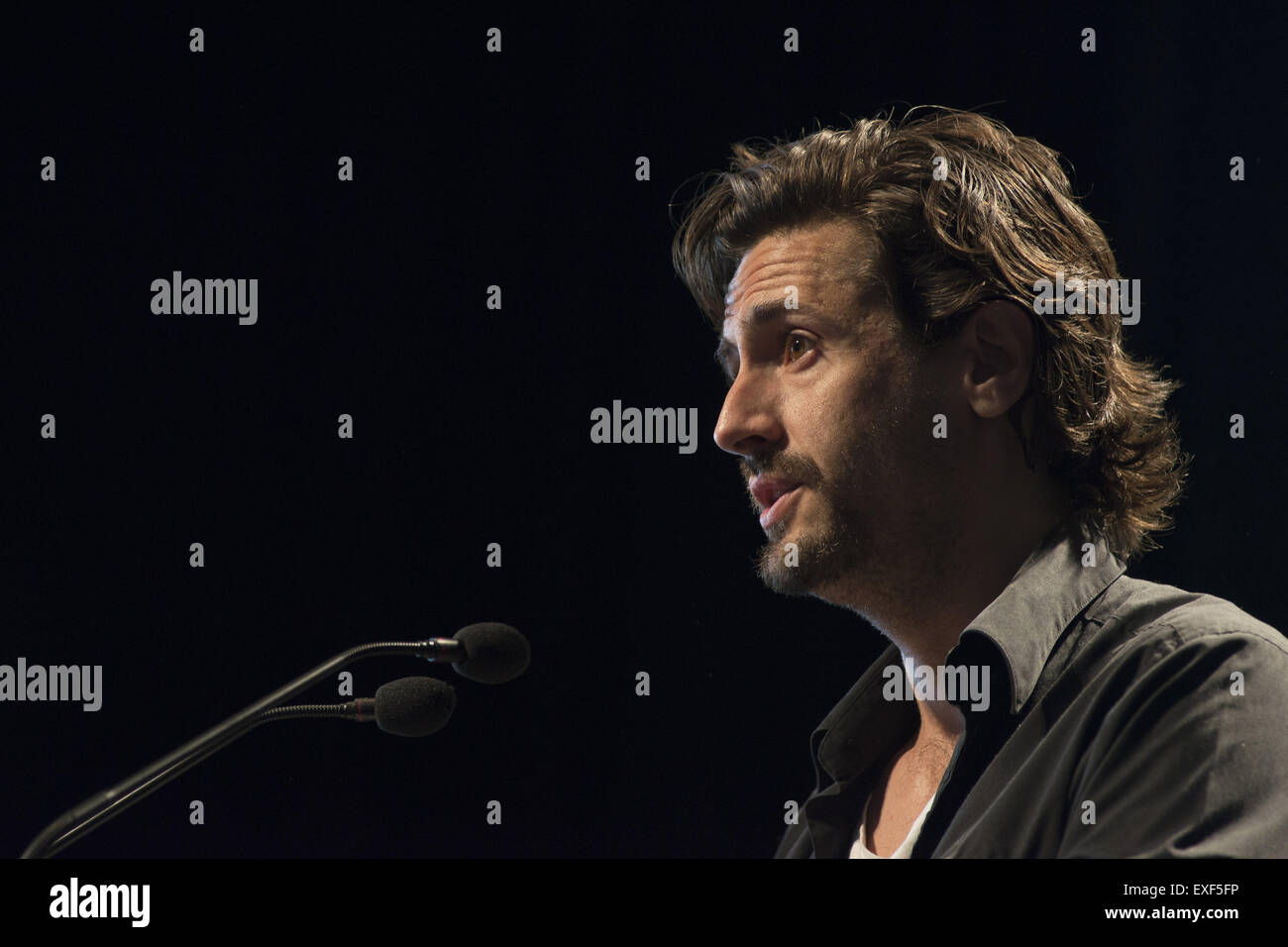 Actor Juan Diego Botto speaks at the presentation of the cultural ...