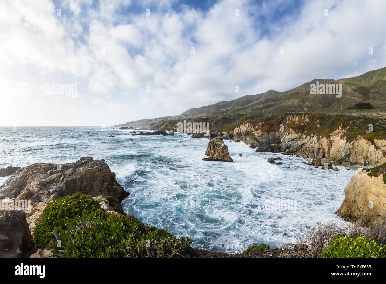 beautiful scene of the California coast with its classic dramatic ...