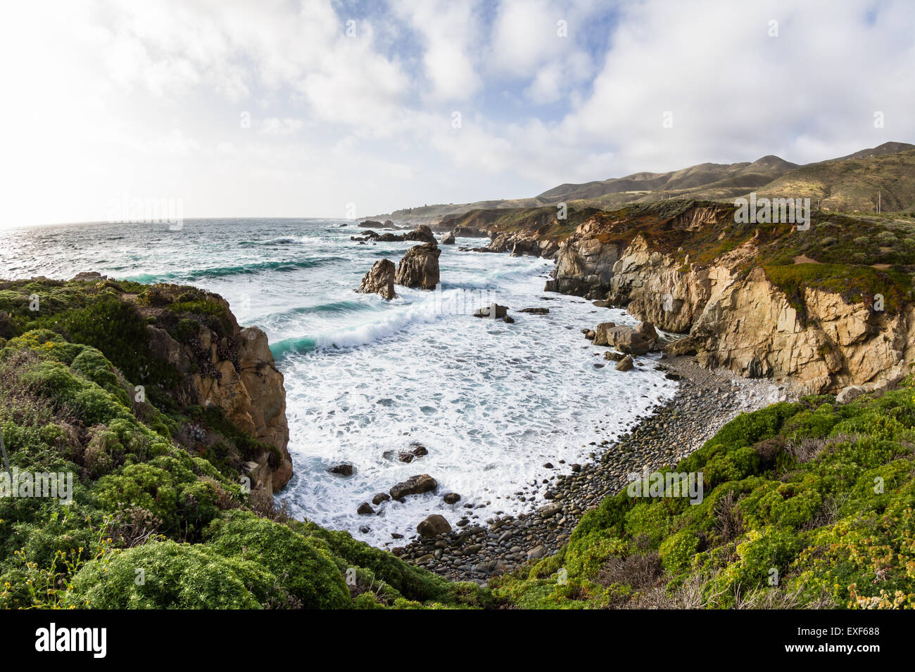 beautiful scene of the California coast with its classic dramatic ...