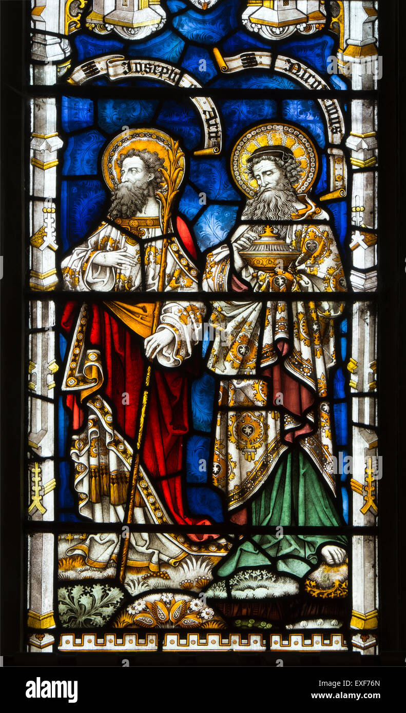 Saints Joseph and Nicodemus stained glass, St. Mary`s Church, Hardwick ...