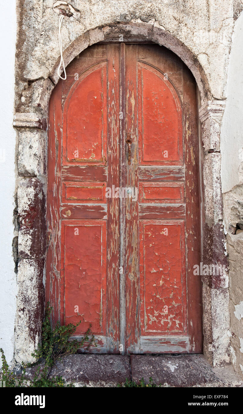 old traditional door in Oia santorini Stock Photo - Alamy